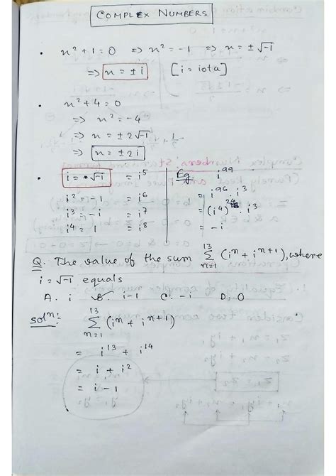 Solution Complex Numbers Jee Notes Studypool