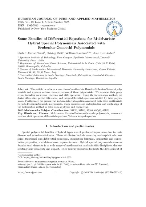 Pdf Some Families Of Differential Equations For Multivariate Hybrid Special Polynomials