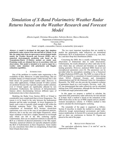 Pdf Simulation Of X Band Polarimetric Weather Radar Returns Based On The Weather Research And
