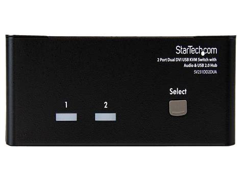 Startech 2 Port Dual Dvi Usb Kvm Switch W Audio And Usb 2 0 Hub