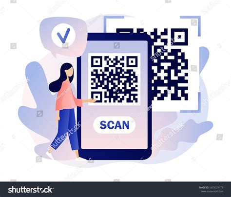QR Code Scanning Concept Tiny Girl Scan Code Royalty Free Stock Vector Avopix Com