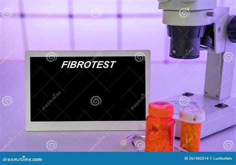 Medical Tests And Diagnostic Procedures Concept Text On Display In Lab Fibrotest Stock Photo