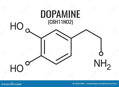 Dopamine Molecule Vector Chemical Formula Stock Vector Illustration