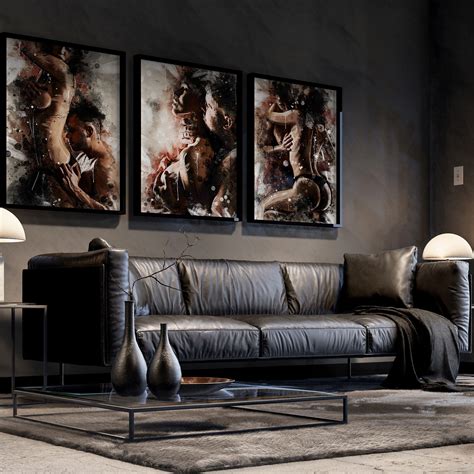 Erotic Wall Art Set Of 3 Drawing Couple Wall Art Wall Decor Bedroom