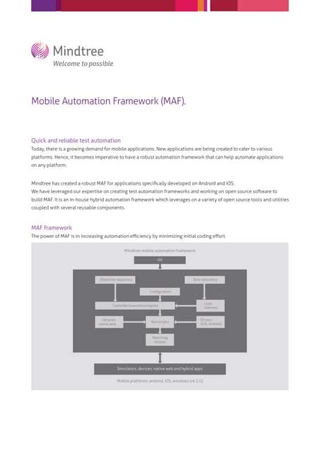 Mobile Automation Framework Maf Pdf Operating Systems Computer Software And Applications