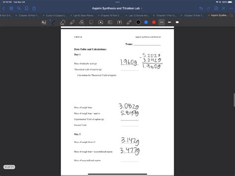 Solved 12 10PM Tue Nov 29 Aspirin Synthesis And Titration Chegg Com