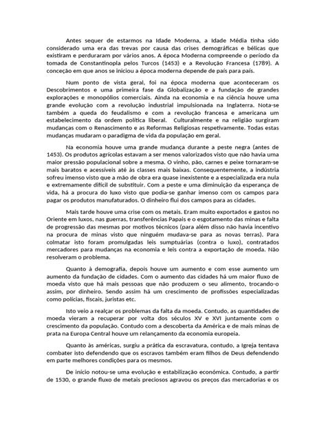 Resumo Final História Da Época Moderna Cadeira Da Fluc Pdf