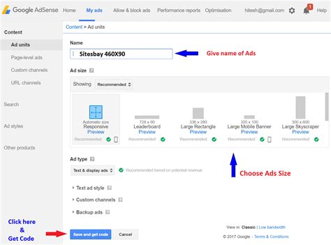 how to create adsense ads for website or blog sitesbay