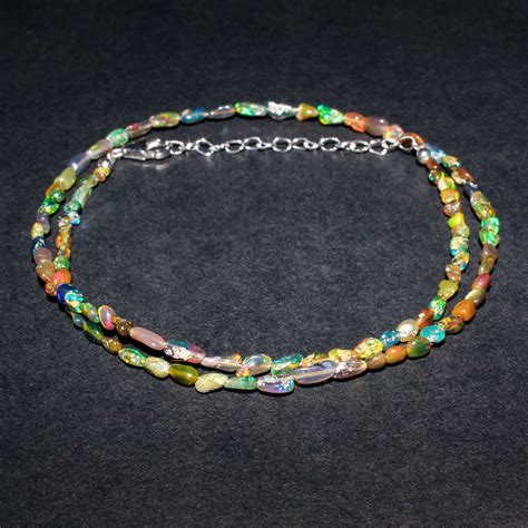 Qnavic Black Ethiopian Fire Opal Choker Necklace Dainty Handmade