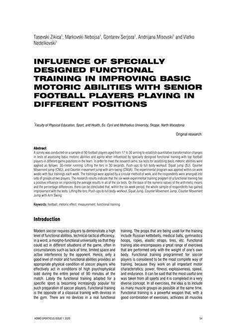 Pdf Influence Of Specially Designed Functional Training In Improving Basic Motoric Abilities