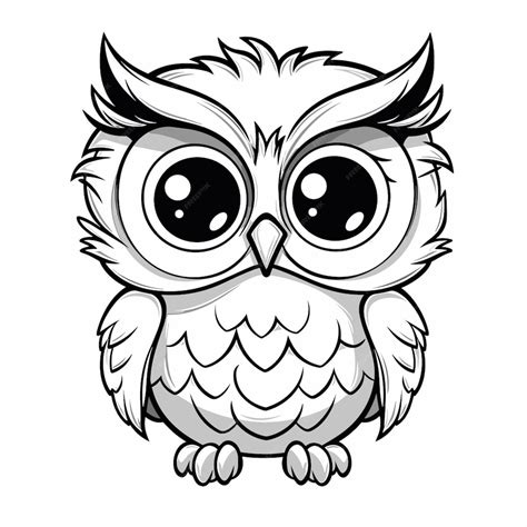 Handgezeichnete Eule Umriss Illustration Schöne Eule Malseite Premium Ki Generierter Vektor