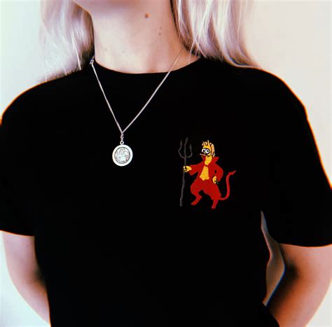 Devil Print Embroidered Unisex T Shirts Freebird Apparel