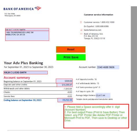 Editable Bank Statement Template 3 Months 2023 Personal