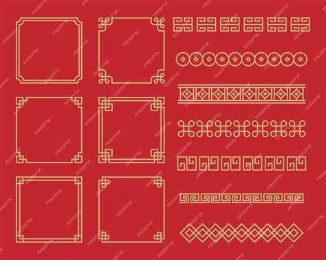 중국어 번체 테두리 디자인 중국어 프레임 프리미엄 벡터