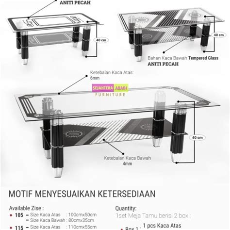 Jual Meja Tamu Kaca Tempered Glass Besar Coffee Table Import Meja Kaca Meja Lesehan Meja