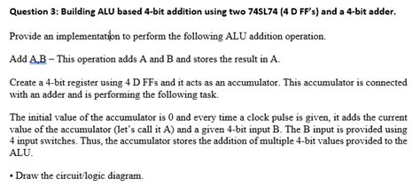 Solved Question 3 Building Alu Based 4 Bit Addition Using