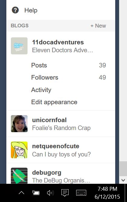 tumblr has a functional menu filly s fics and pics