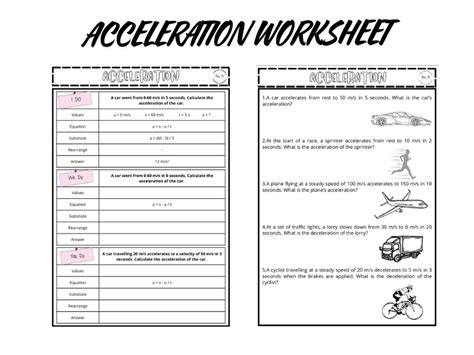 Acceleration Worksheet Ks3 Teaching Resources