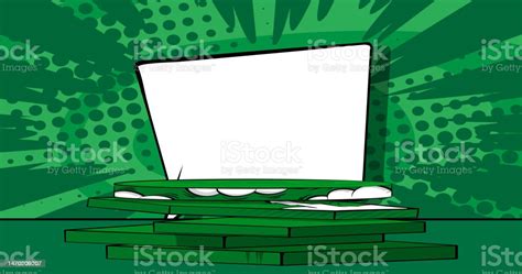 그린 코믹북 제품 연단 만화 무대 팝 아트 모형 프레젠테이션 추상적인 만화 스타일 배경 가격에 대한 스톡 벡터 아트 및 기타 이미지 Istock