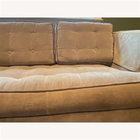 Ethan Allen Custom Velvet Sage Green Sleeper Sofa Aptdeco