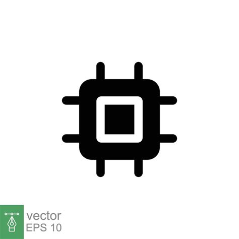 Microchip Icon Simple Solid Style Computer Processor Chip Tech Logo Electronic Technology