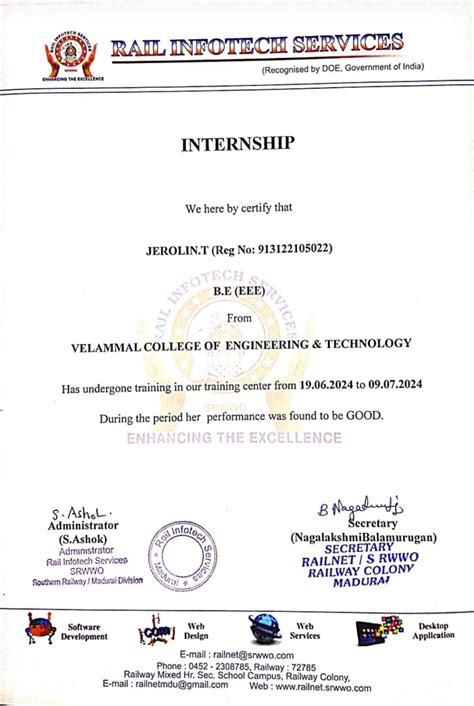 Internshipexperience Railinfotech Electricalengineering