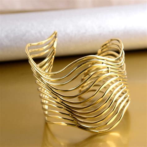 Wave Bracelet Smooth Gold Bangle Irregular Wavy Bracelet Water