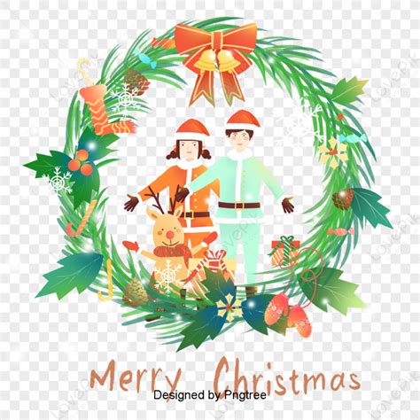 녹색 크리스마스 화 환 메리 크리스마스 그림입니다 방울 일러스트 사탕 일러스트 양말 일러스트 Png 일러스트 무료 다운로드 Lovepik