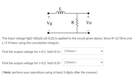 Solved The Input Voltage Vgt20 Ut−ut−02 Is Applied