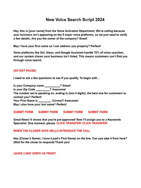 New Voice Search Script November 24 Pdf