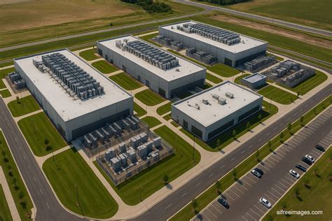 Modern Data Center Aerial View Ai Generated Free Images And Icons