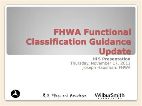 Fhwa Functional Classification Guidance Update