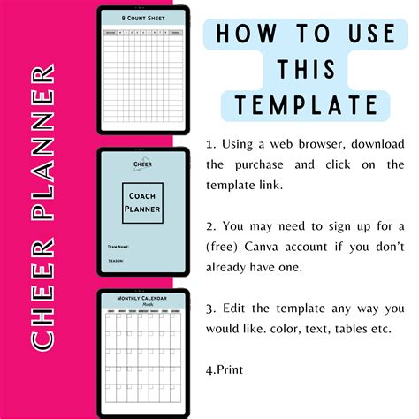 Editable Cheer Planner Digital Cheer Planner Cheer Coach Planner Printable Cheer Binder