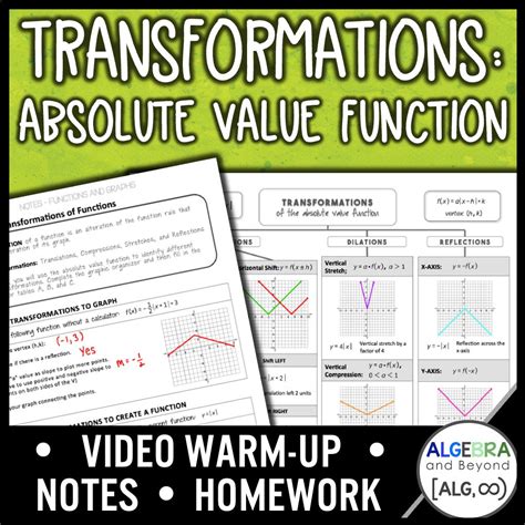 Transformations Absolute Value Function Lesson Warm Up Notes Ho
