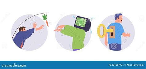 Different Ways Of Manipulation Of People Cartoon Characters Isolated