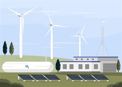 Premium Vector Hydrogen Microgrid With Wind Turbine And Solar Cell