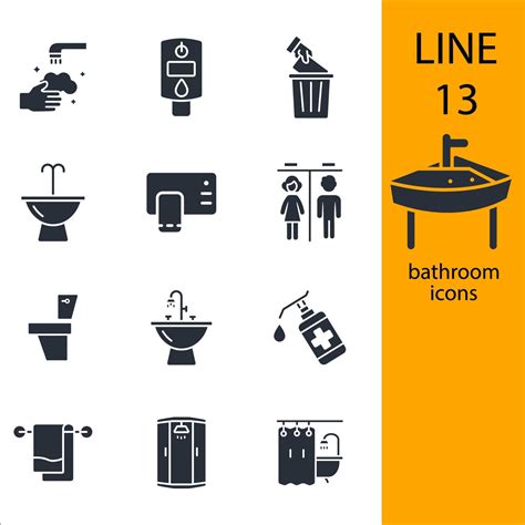 Bathroom Icons Set Bathroom Pack Symbol Vector Elements For