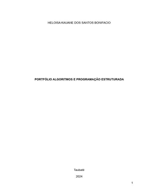 Portfólio De Algoritmos E Programação Estruturada Anhanguera Pdf
