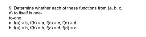 Solved Determine whether each of these functions from ,d} | Chegg.com