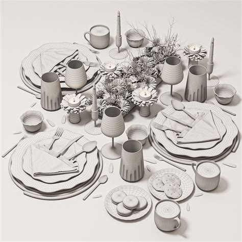 3d Model Table Set 106 Vr Ar Low Poly Cgtrader