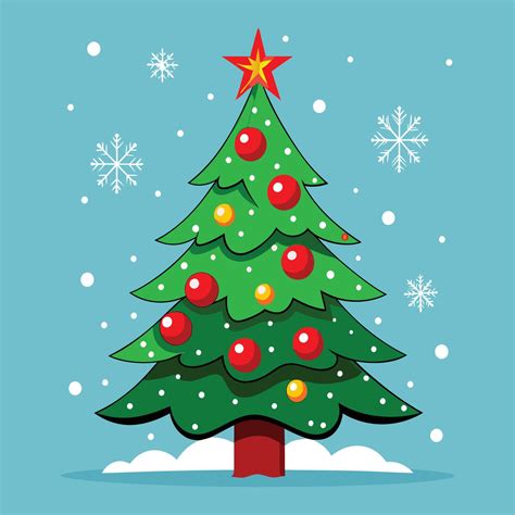 Playful Cartoon Style Christmas Tree With Bright Decorations 53659875