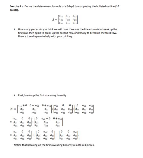Solved Exercise 4c Derive The Determinant Formula Of A