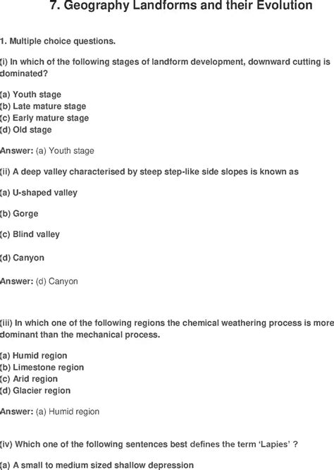 Class 11 Fundamental Of Physical Geography Landforms And Their Evolution Solution
