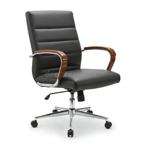 Black Leather Office Chair With A High Backrest And Padded Seat It