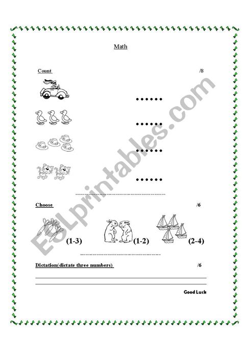 Math Worksheet Esl Worksheet By Sallyyes