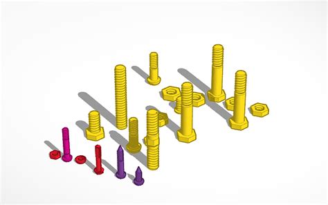 3d Design Screws And Nuts Tinkercad