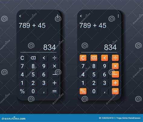 Calculator App Interface Smartphone With Math App Design Stock Vector Illustration Of
