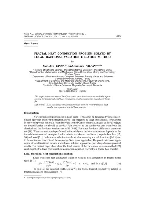 Pdf Fractal Heat Conduction Problem Solved By Local Fractional Variation Iteration Method