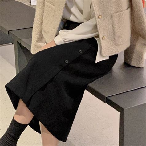 핫핑 하객룩추천 포근한원단 Made 커스틴 밴딩 H라인 트임 롱스커트44~110 체형커버 빅사이즈스커트 긴치마 헤링본스커트 데일리스커트 슬릿스커트