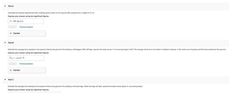 Solved Part A Calculate The Impulse Experienced When A 68 Kg Chegg Com